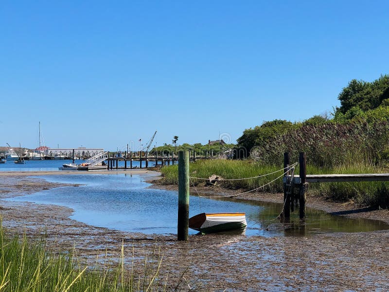 The Harbor of Cuttyhunk Island, MA at Low Tide on a Summer Day. Stock ...