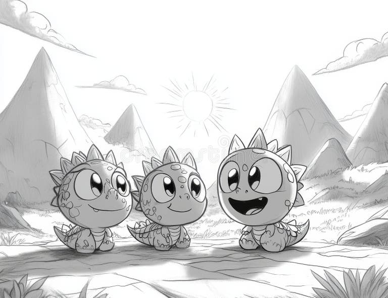 An 8.5x11 Inch Printable Fun Coloring Page Featuring Dinosaurs Stock ...