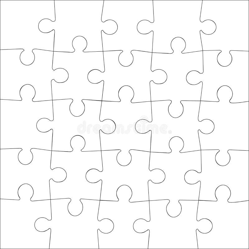 5x5 Jigsaw Puzzle Blank Template Background Light Lines. Every Piece is ...