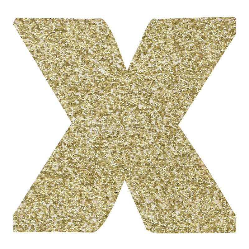 X - Letter of the Alphabet, Gold Glitter on White Background Stock ...