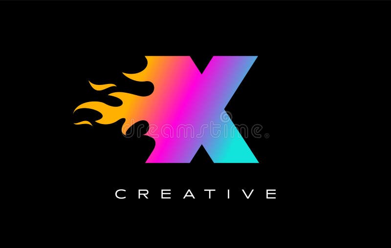 X Letter Flame Logo Design. Fire Logo Lettering Concept Stock Vector ...