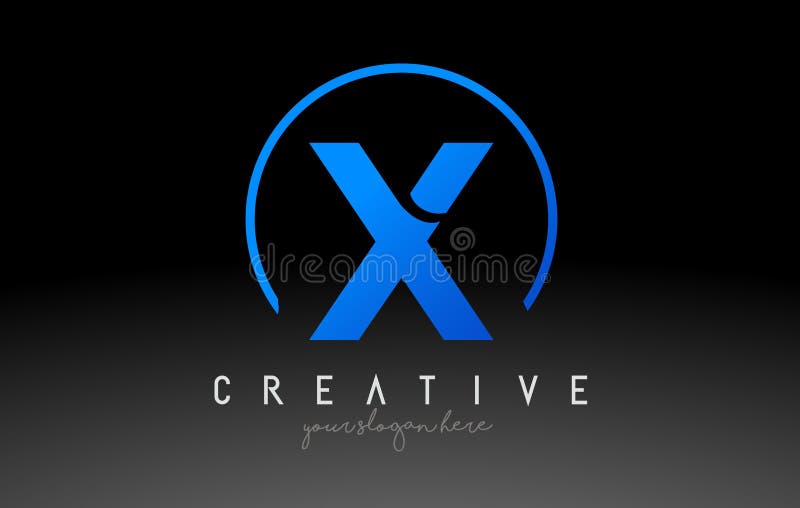X Letter Logo Design with Black Blue Color. Cool Modern Icon Template ...