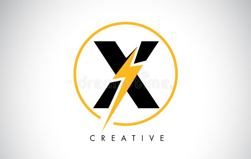 X Letter Logo Design with Lighting Thunder Bolt. Electric Bolt Letter ...