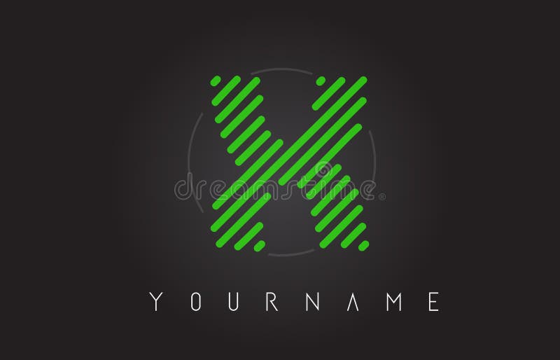 X Letter Logo Design with Neon Green Lines Stock Illustration ...