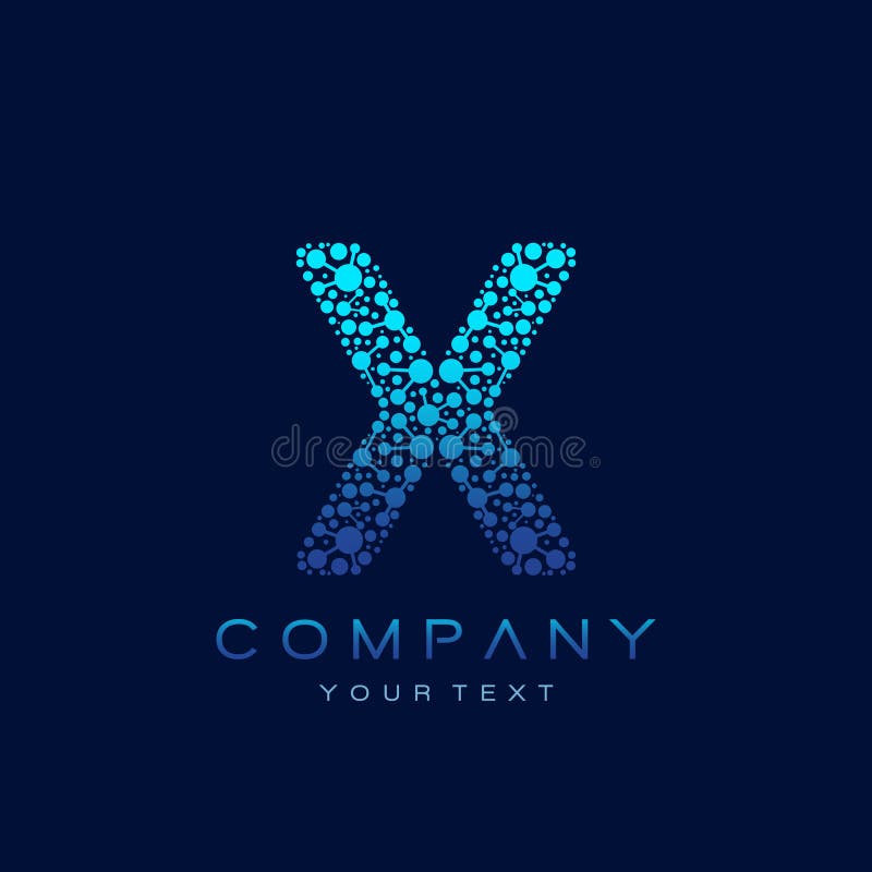 X Letter Logo Science Technology. Connected Dots Design Vector Stock ...