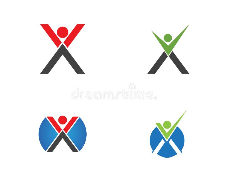 X Letter People Icon Logo Template Stock Illustration - Illustration of ...