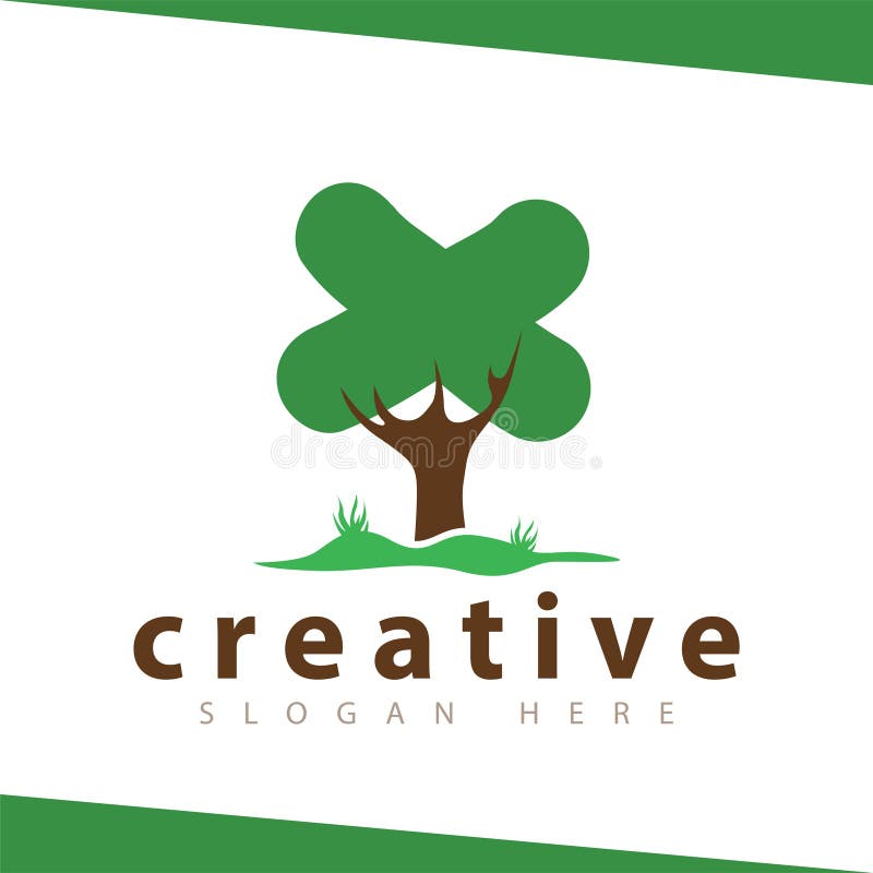 X Letter Tree Green Logo Vector Template Stock Vector - Illustration of ...