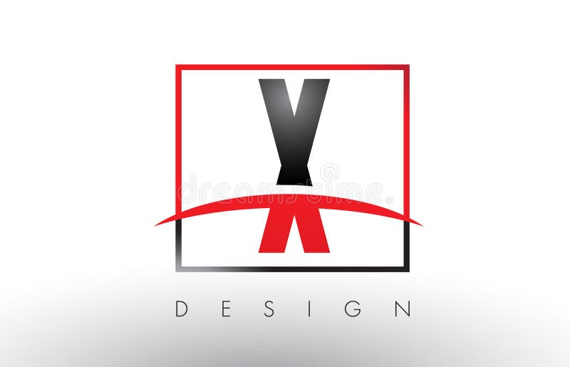 X Logo Letters with Red and Black Colors and Swoosh. Stock Vector ...