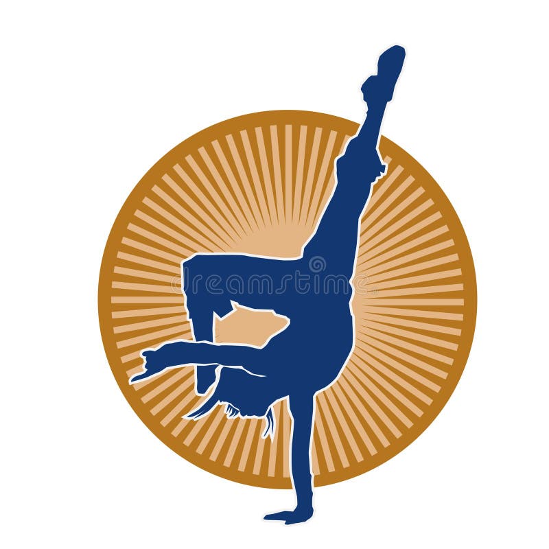 Silhouette of a Female Dancer Doing Handstand Breakdance. Stock Vector ...