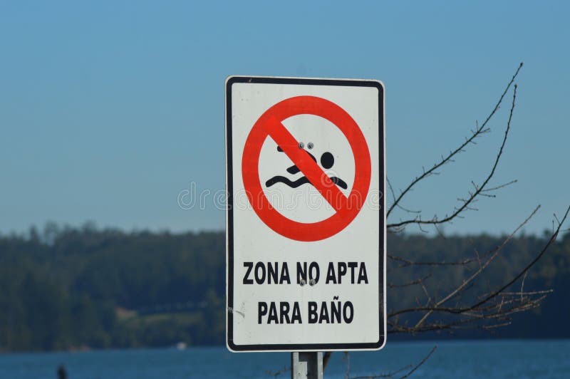 "No Swimming Zone" Sign in Front of a Lake Stock Image - Image of water ...