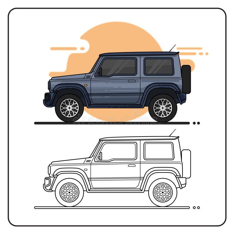 4x4 Offroad Car Side View Easy Editable Stock Vector - Illustration of ...
