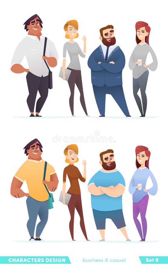 People in Two Different Style of Clothes. Character Design Collection ...