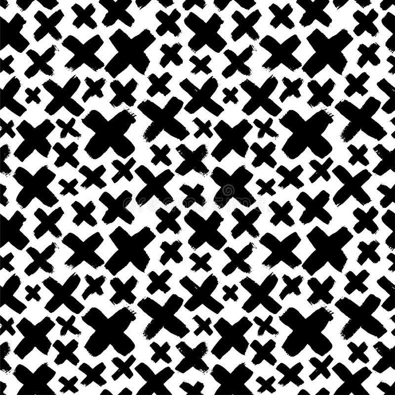 X Pattern Vector Seamless Background. Black and White Grunge Texture ...