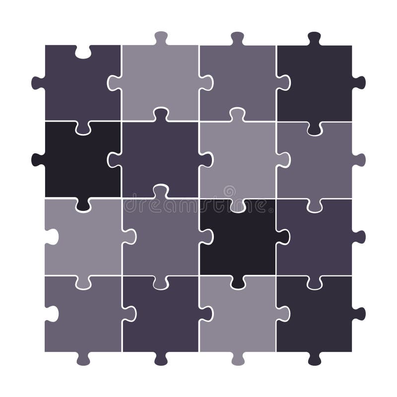 4x4 Square Puzzle Game Piece Isolated Design Element, Vector ...