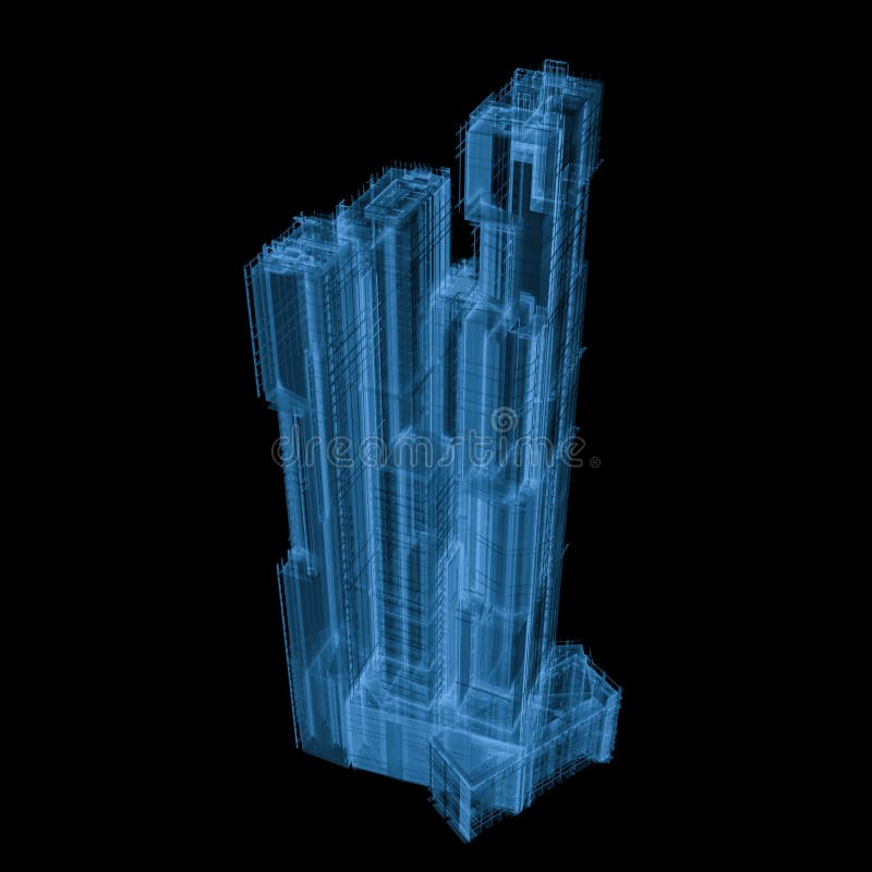 X Ray Building Isolated on Black Stock Illustration - Illustration of ...