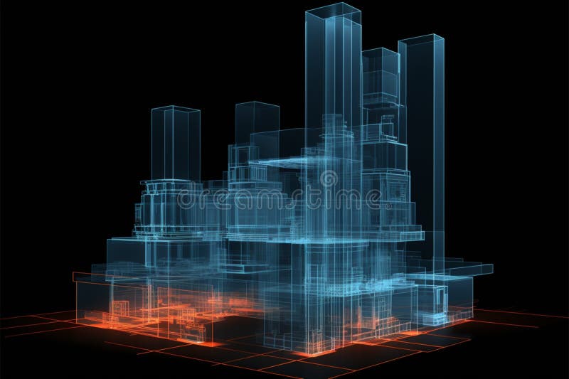 X Ray Building in Striking 3D Render, Set Against a Black Backdrop ...