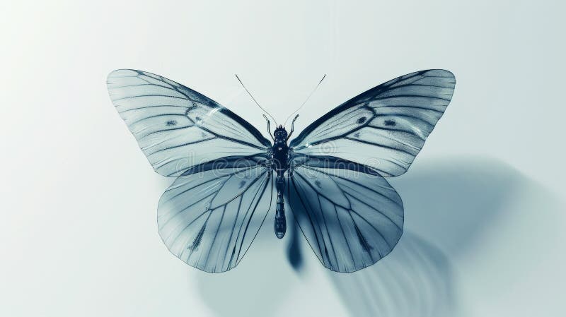 X-ray Butterfly Image on Light Background with Sun Rays and Strong ...