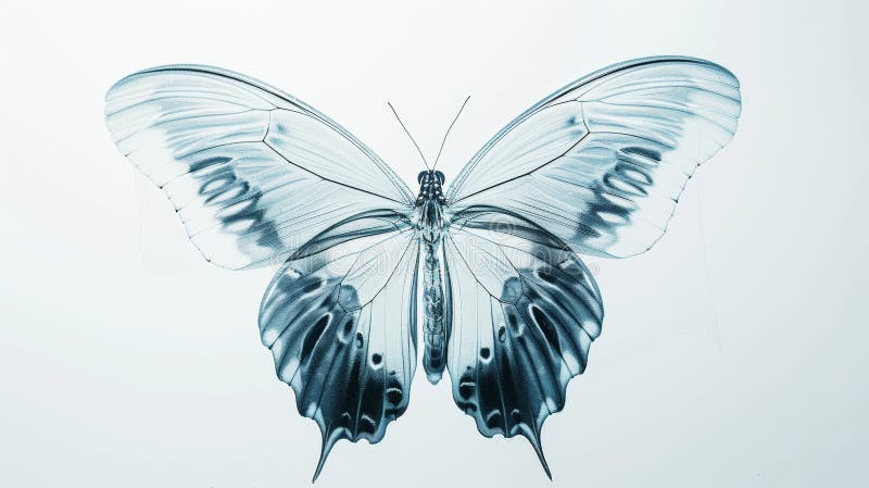 X-ray Butterfly Image on Light Background with Sun Rays and Strong ...