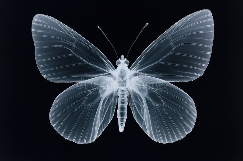 X-ray of a Butterfly with Transparent Wings on a Black Background, AI ...