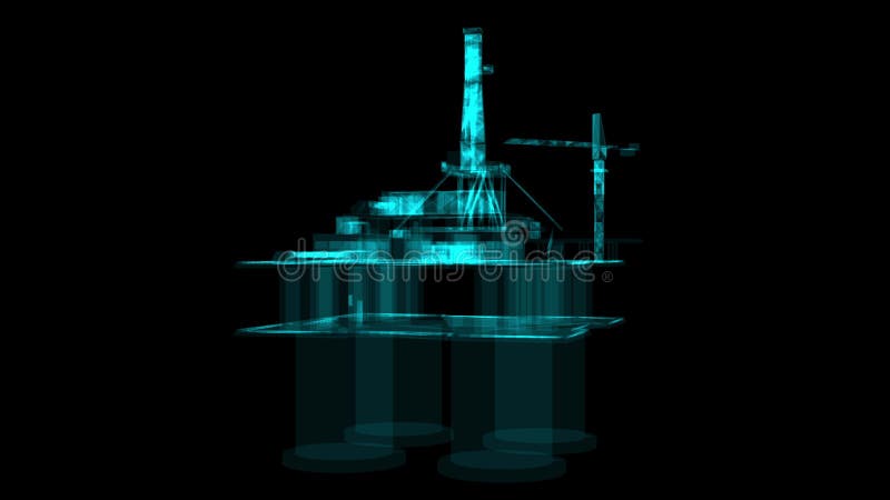 X-ray 3d Hologram of Offshore Oil Platform Stock Video - Video of scan ...