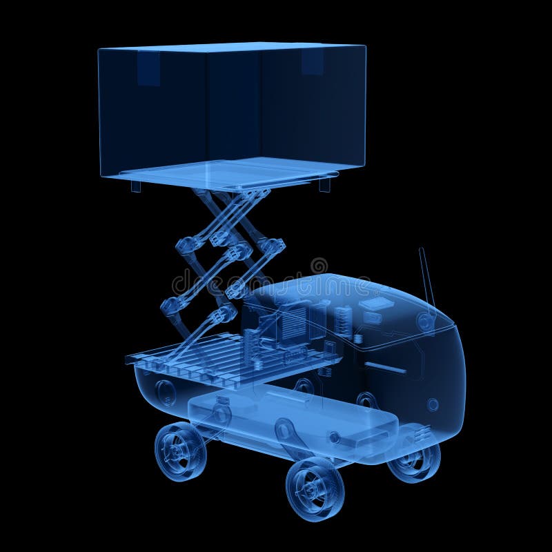 Robots carry boxes stock photo. Image of cyborg, conveyance - 102456300