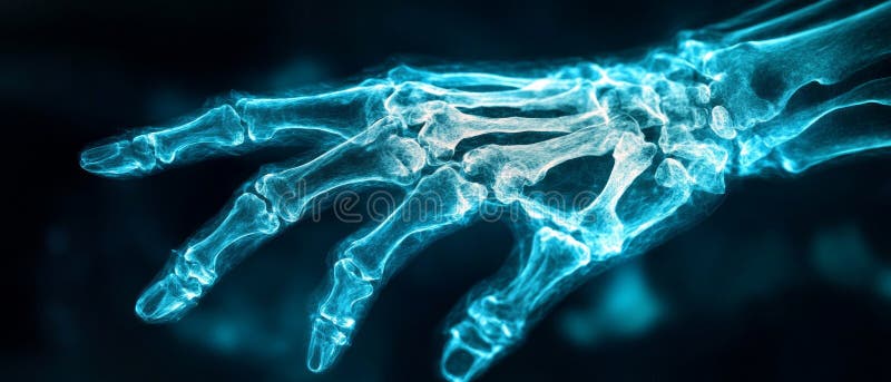 X-ray Depicts a Human Hand, Highlighting the Intricate Bone Structure ...