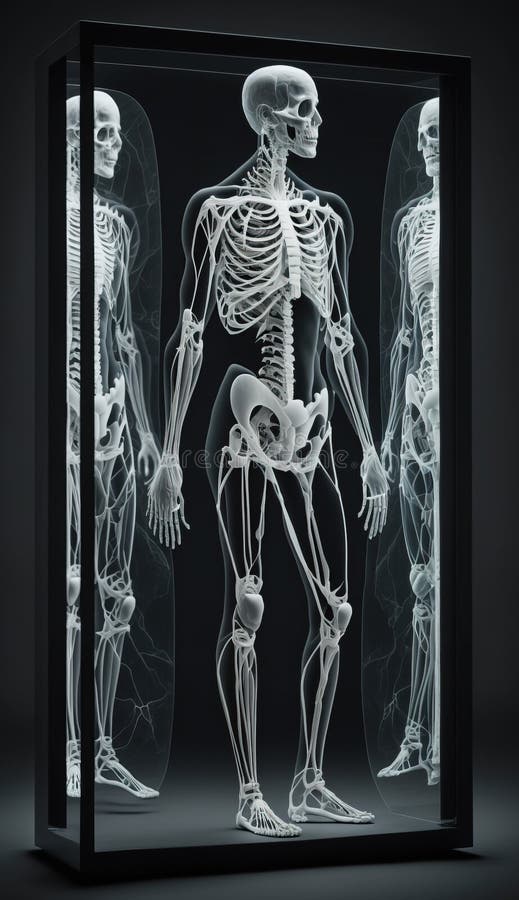 X-Ray of a Human in a Display Case, Generated AI Stock Illustration ...
