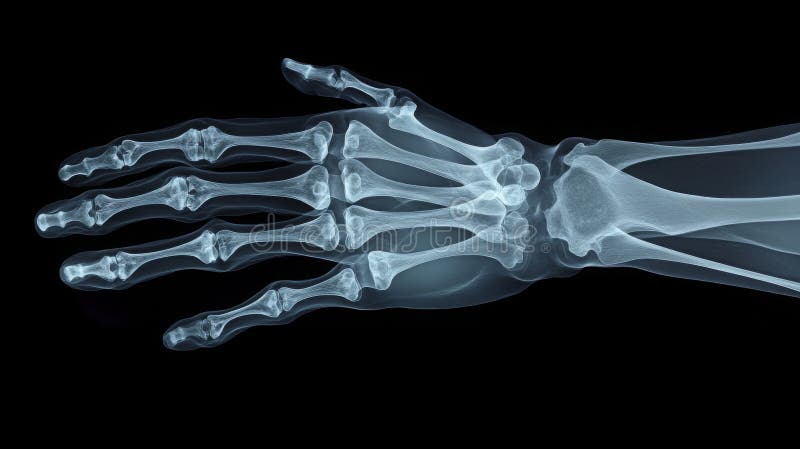 X-ray of a Human Hand Displaying Bone Structure and Joint Alignment in ...