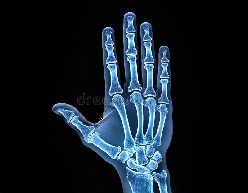 X-ray of a Human Hand Highlighting the Bone Structure and Joint ...