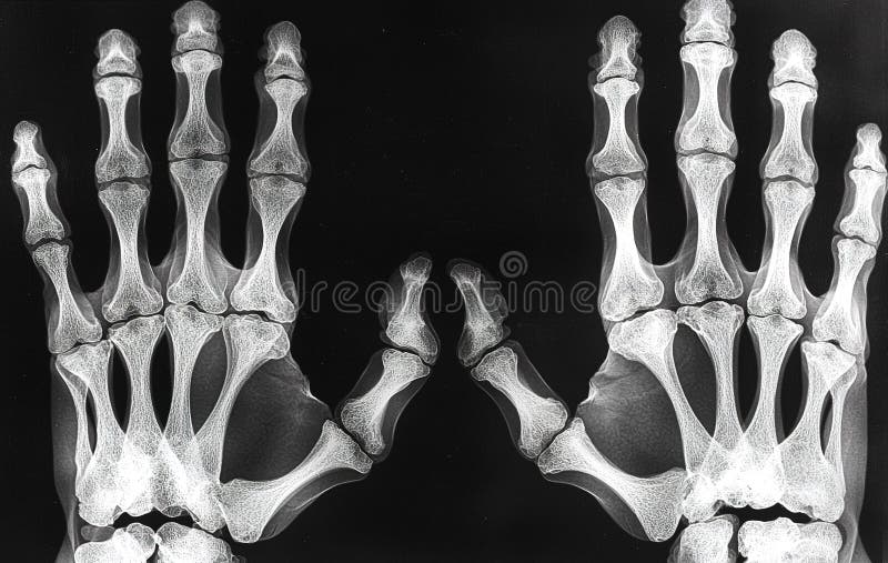 X-ray of Human Hands Displaying Intricate Bone Structure and Joint ...