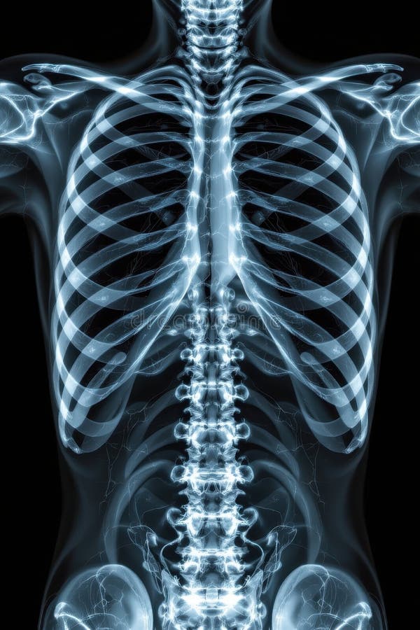 X Ray of Human Rib Cage with Clear Visualization of Lungs Cavity and ...