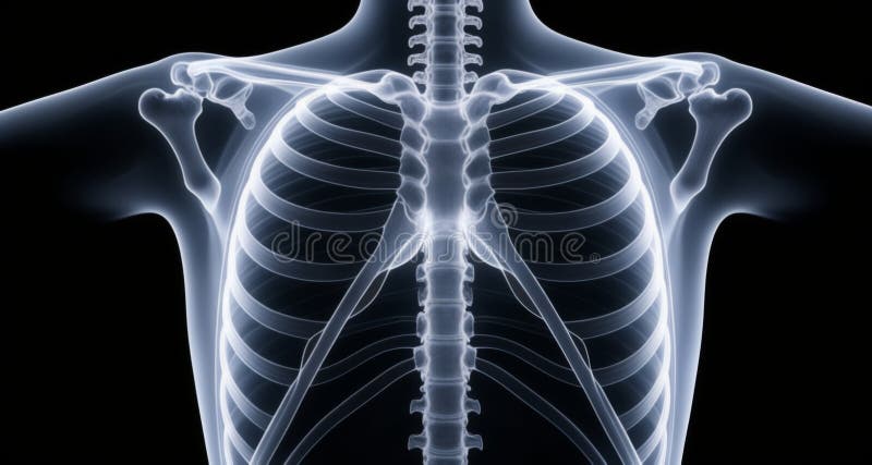 An X-ray of the Human Ribcage and Spine, Highlighting the Complex ...