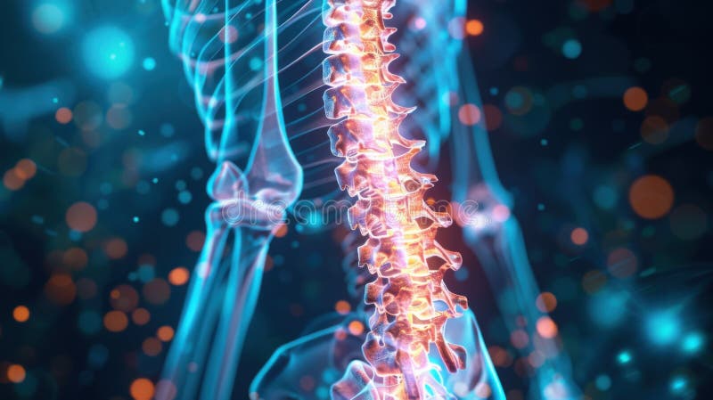 X-ray of Human Spine, Isolated 3D Hologram. Stock Illustration ...