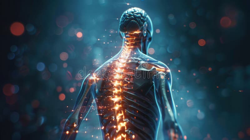 X-ray of Human Spine, Isolated 3D Hologram. Stock Illustration ...