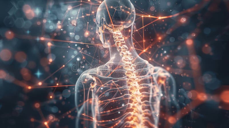 X-ray of Human Spine, Isolated 3D Hologram. Stock Illustration ...