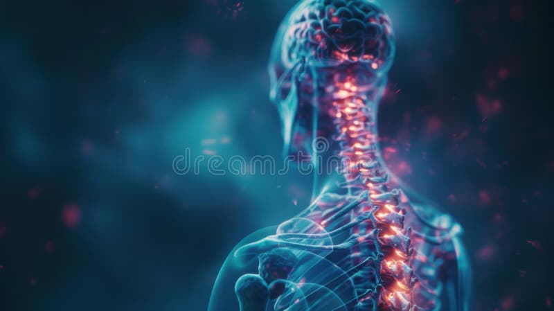 X-ray of Human Spine, Isolated 3D Hologram. Stock Illustration ...