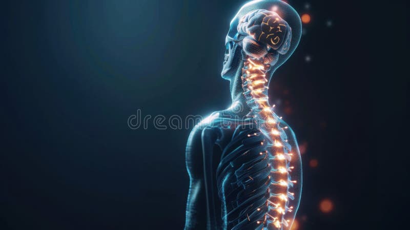 X-ray of Human Spine, Isolated 3D Hologram. Stock Illustration ...