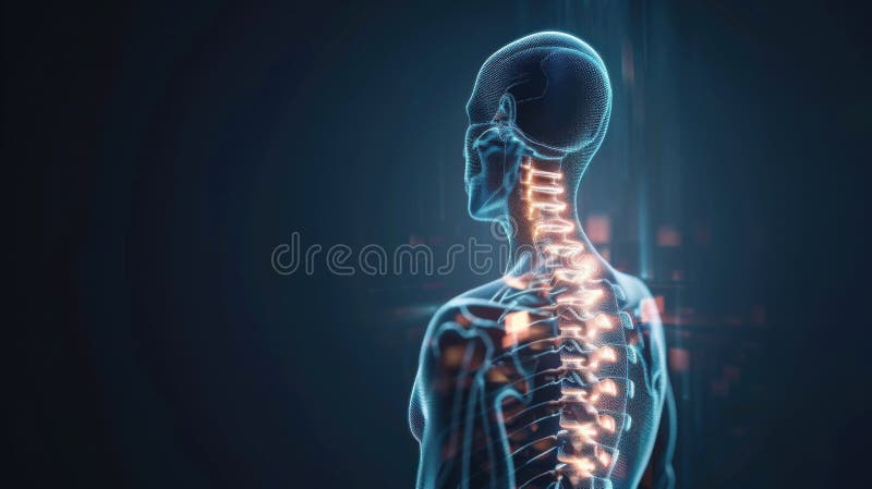 X-ray of Human Spine, Isolated 3D Hologram. Stock Illustration ...