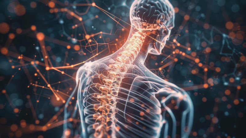 X-ray of Human Spine, Isolated 3D Hologram. Stock Illustration ...