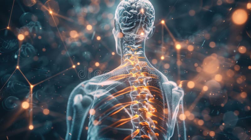 X-ray of Human Spine, Isolated 3D Hologram. Stock Illustration ...