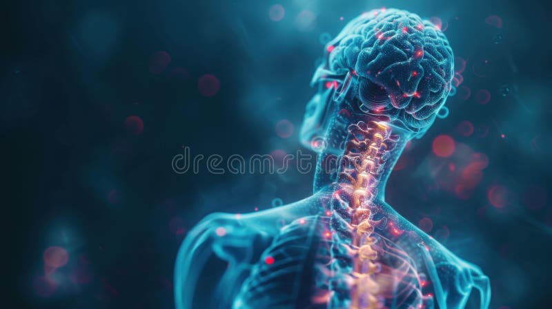 X-ray of Human Spine, Isolated 3D Hologram. Stock Illustration ...