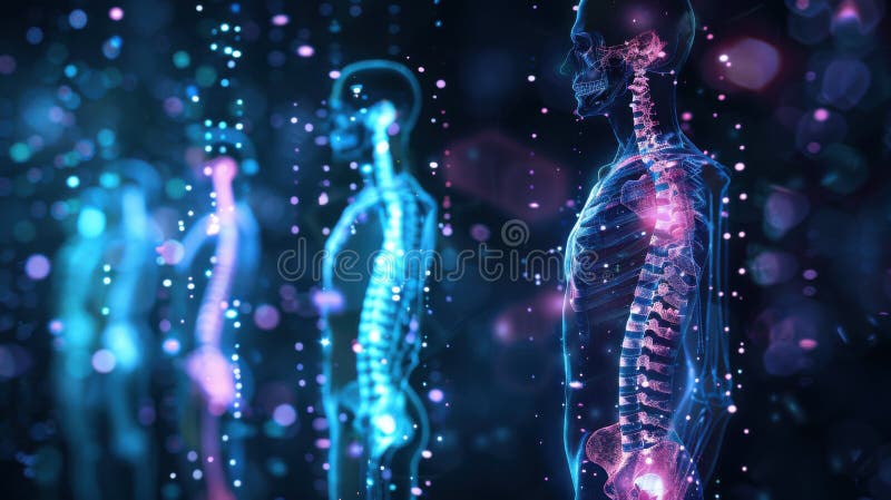 X-ray of Human Spine, Isolated 3D Hologram. Stock Illustration ...