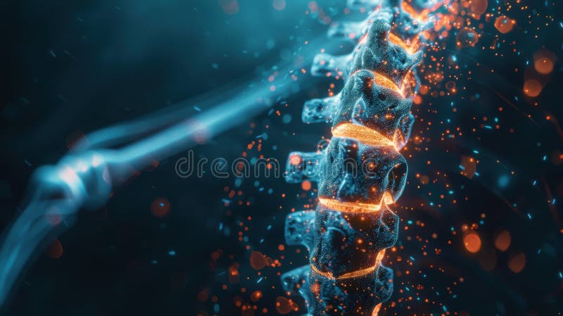 X-ray of Human Spine, Isolated 3D Hologram. Stock Illustration ...