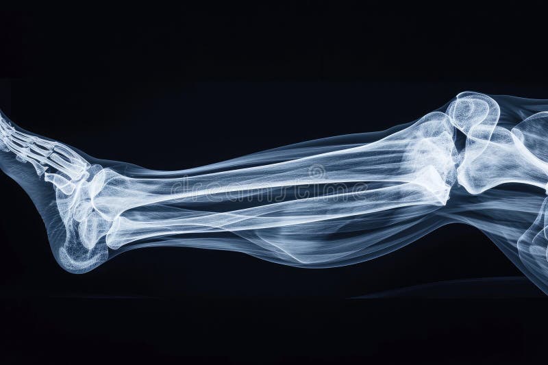 This X-ray Image Depicts a Persons Leg and Foot, Providing a Clear View ...