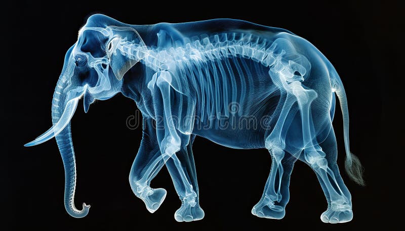 X-ray Image of an Elephant Skeleton, Showing the Detailed Bone ...