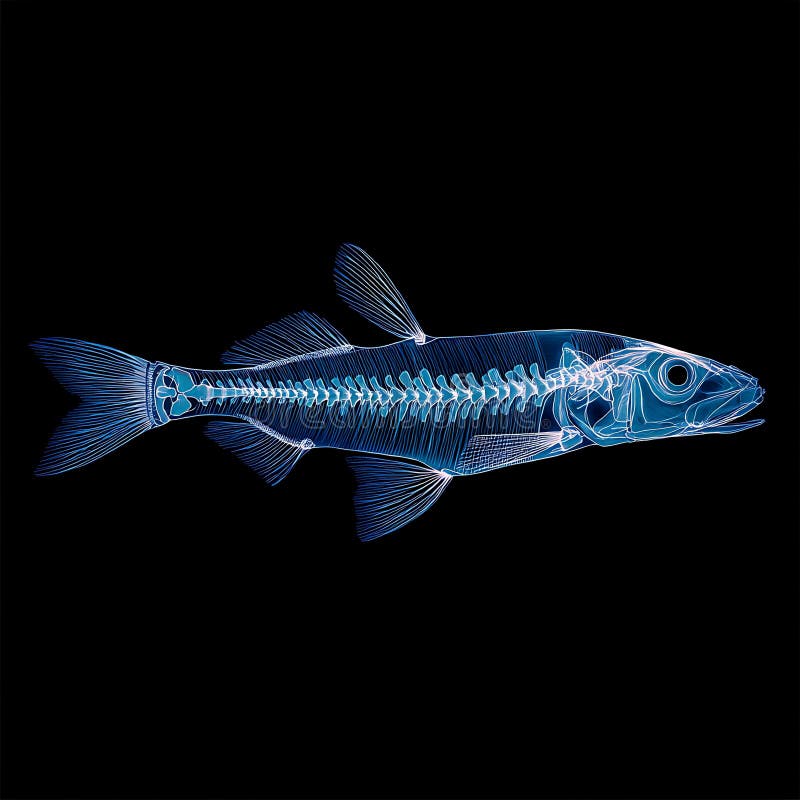 X-ray Image of a Fish, Possibly from the Genus Sphyraena (barracuda ...