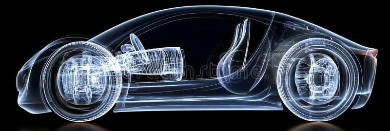 X-ray Image of Futuristic Sedan Concept Car Highlighting Internal ...