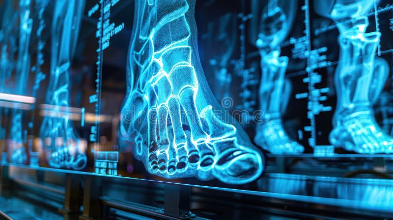 Human Foot Bones X-Ray Scan, 3D Digital Model Stock Illustration ...
