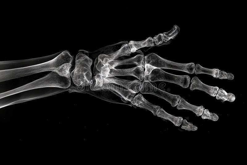X-ray Image of a Human Hand Showcasing Bone Structure and Joint ...
