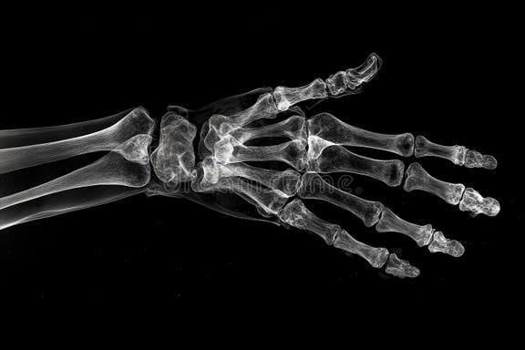 X-ray Image of a Human Hand Showcasing Bone Structure and Joint ...